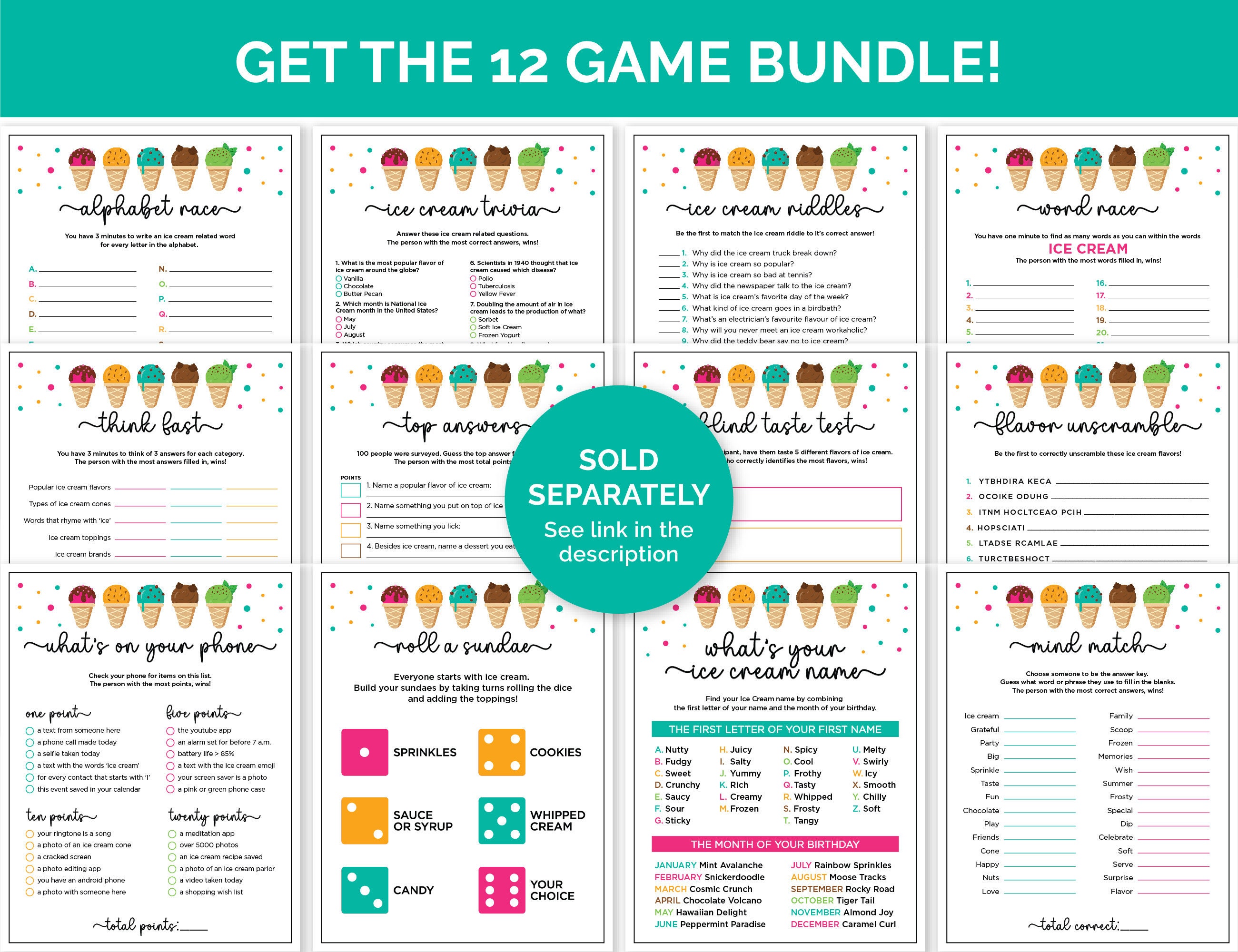 Ice Cream Riddles, Printable Riddle Me This Game for an Ice Cream ...