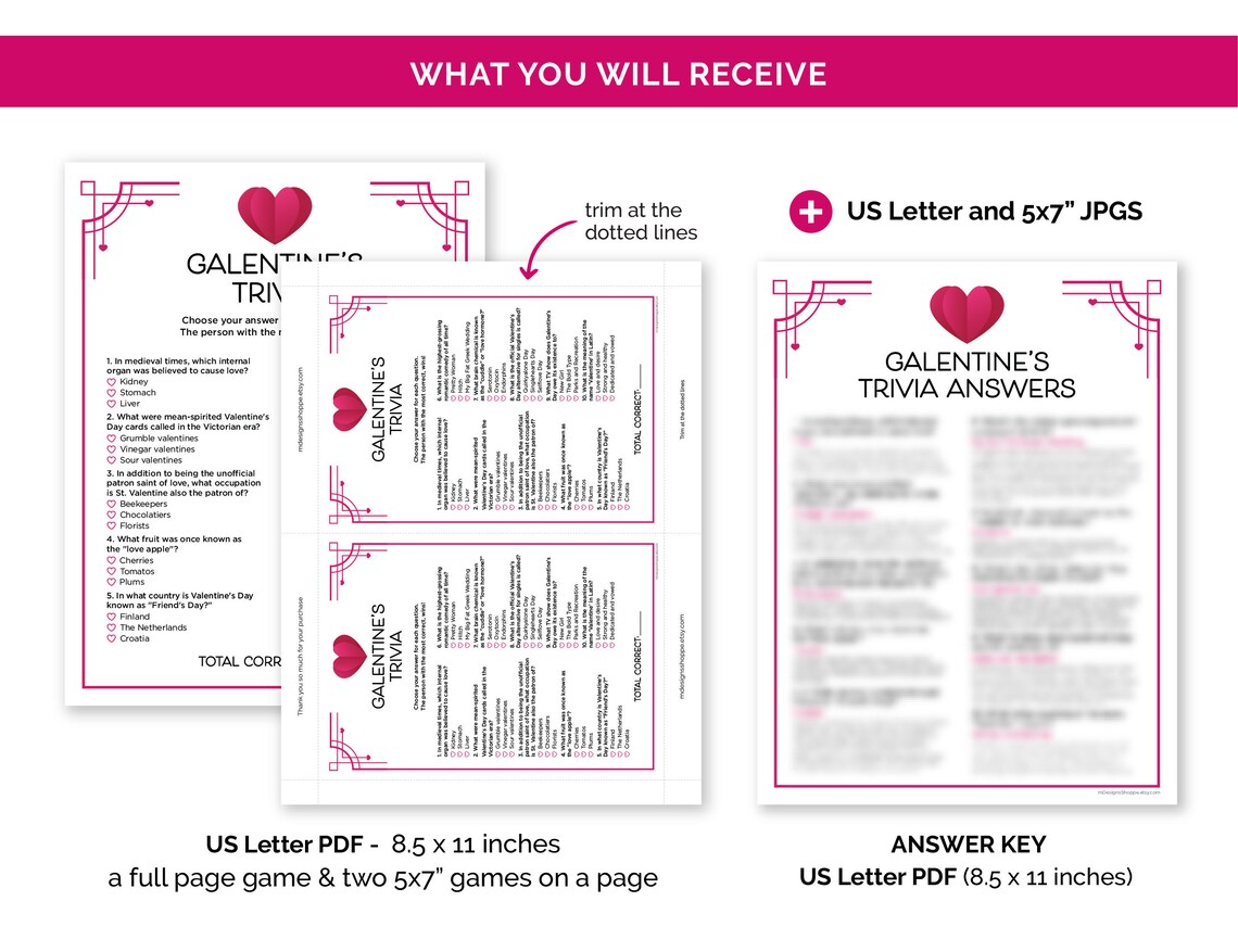 Galentine's Trivia Game, Printable Quiz for a Galentine's Day Party ...