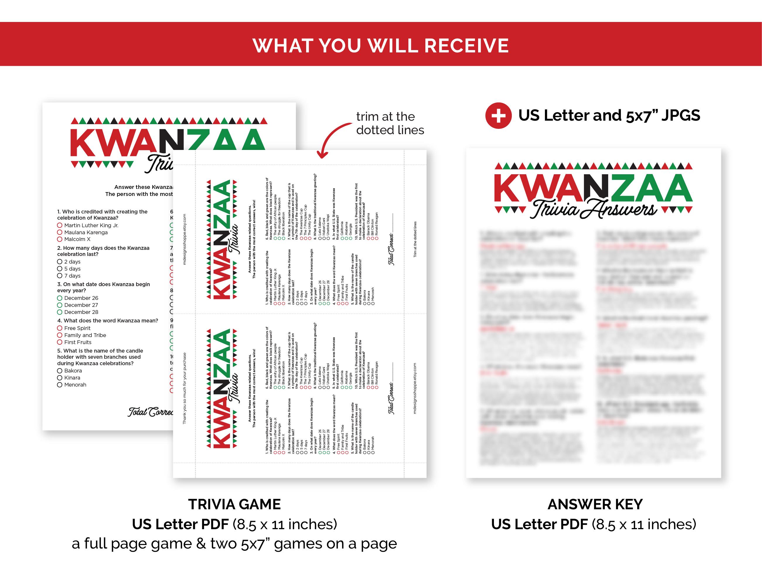 Kwanzaa Trivia Game, Printable Quiz for a Family or Classroom Kwanzaa ...