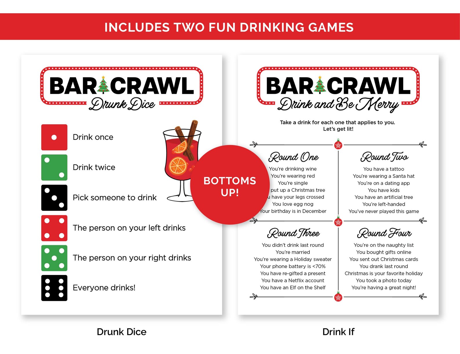 Christmas Bar Crawl Games, Printable Bar Hopping Games for a Holiday ...