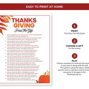 Thanksgiving Pass the Gift Game, Printable Pass the Present ...