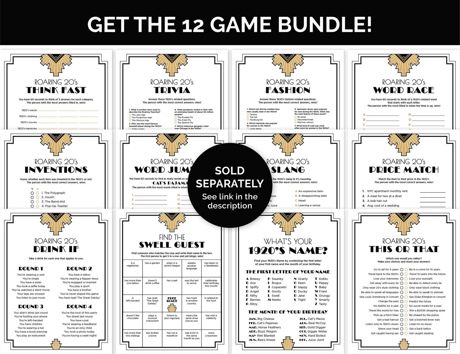 What's Your 1920s Name Game, Printable Roaring Twenties Game, 20s Name ...