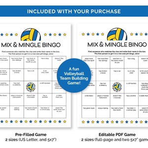 Editable Volleyball Mix & Mingle Bingo, Volleyball Team Building Game ...