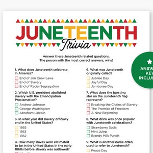 Juneteenth Trivia Game Printable Black History Quiz - Etsy Canada