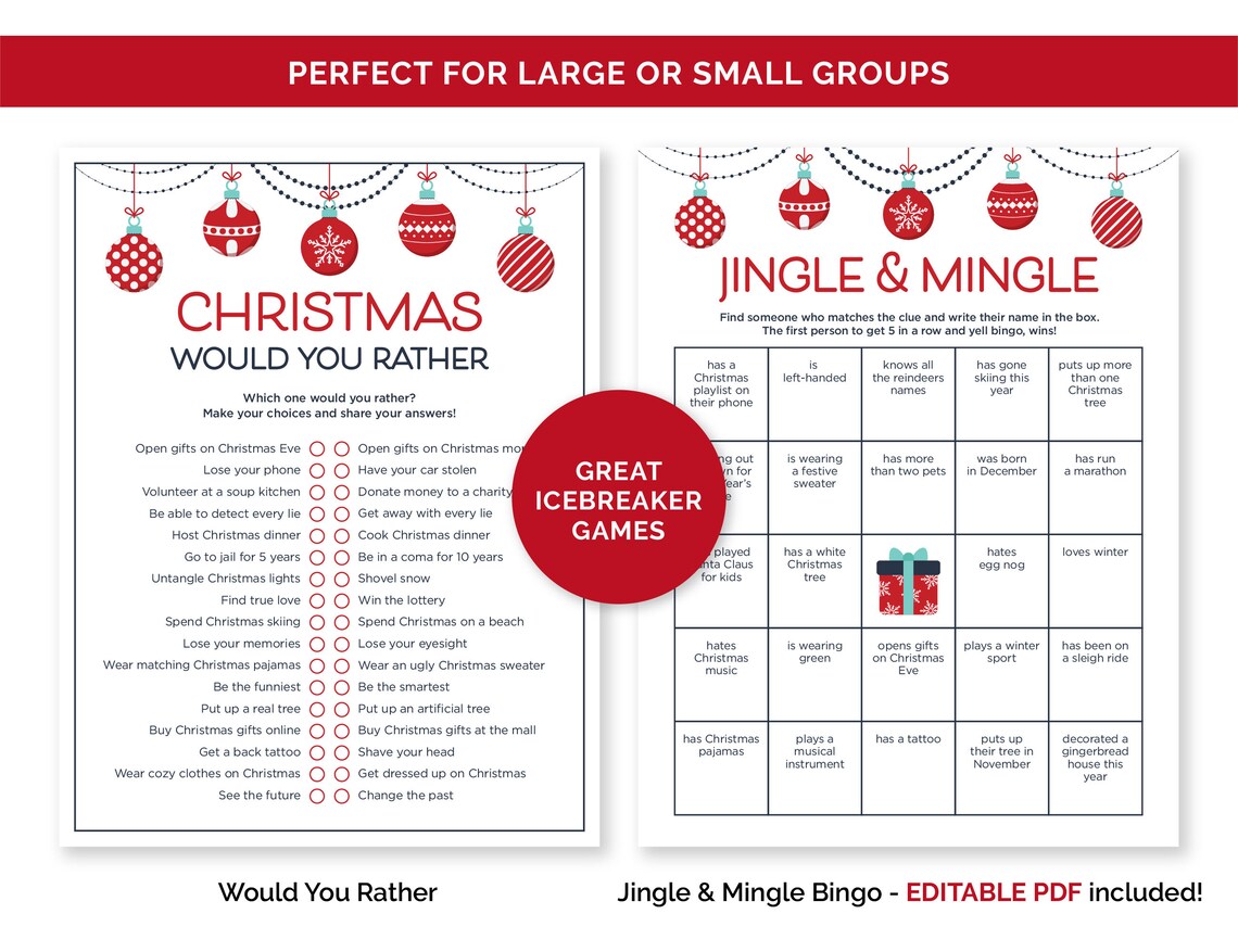 Christmas Party Games for Adults, Printable Holiday Party Games Bundle ...