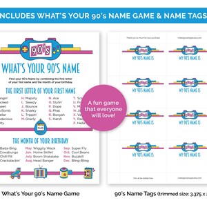90s Party Games, Printable Game Bundle for a 90s Theme Party, Games for ...