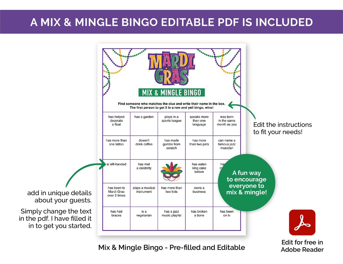 Mardi Gras Games Bundle, Carnival Games for a Mardi Gras Party, Mardi ...