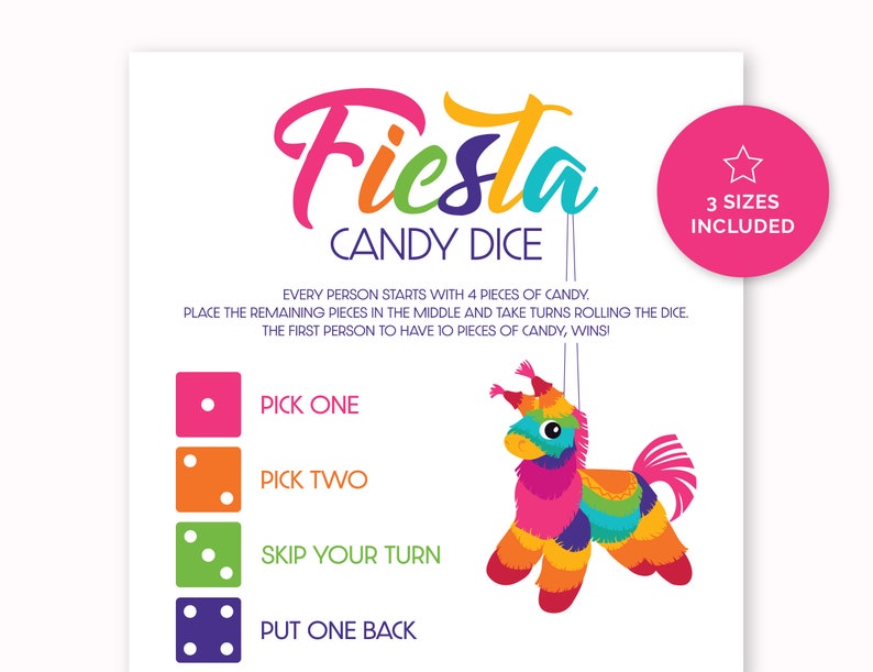 Fiesta Candy Dice Game Printable Game for Cinco De Mayo - Etsy