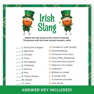 St. Patrick's Day Irish Slang Game, St. Paddy's Day Matching Game for ...