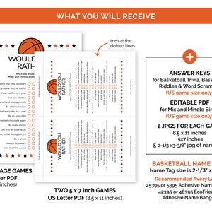 Basketball Games, Printable Games Bundle for a Basketball Team Party ...