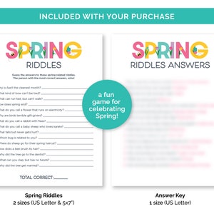Spring Riddles, Printable Riddle Me This Game for a Spring Classroom ...