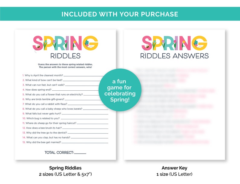 Spring Riddles, Printable Riddle Me This Game for a Spring Classroom ...