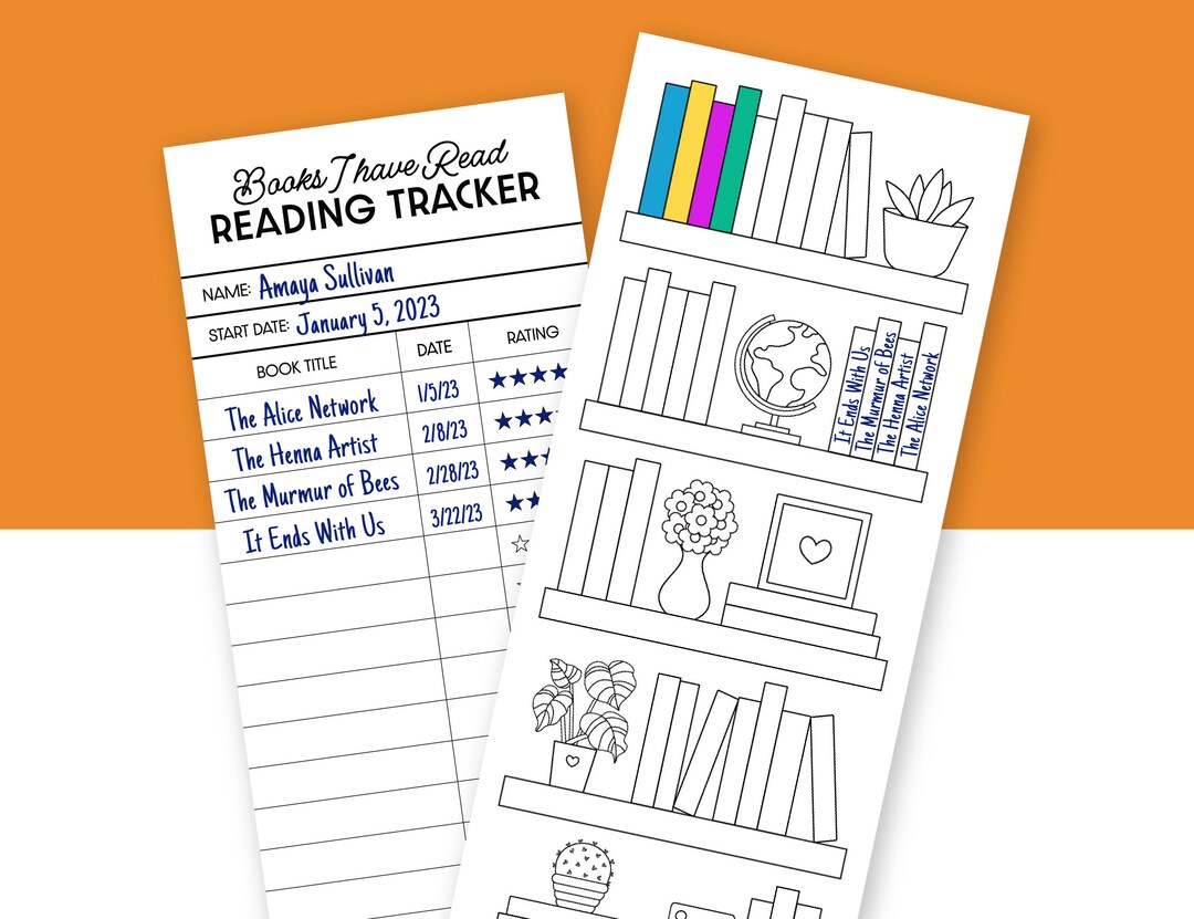 Reading Tracker Bookmarks, Printable Reading List Bookmark With ...