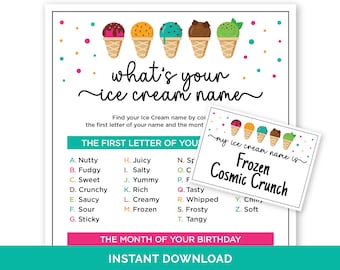 What is Your Ice Cream Name Game? - Etsy