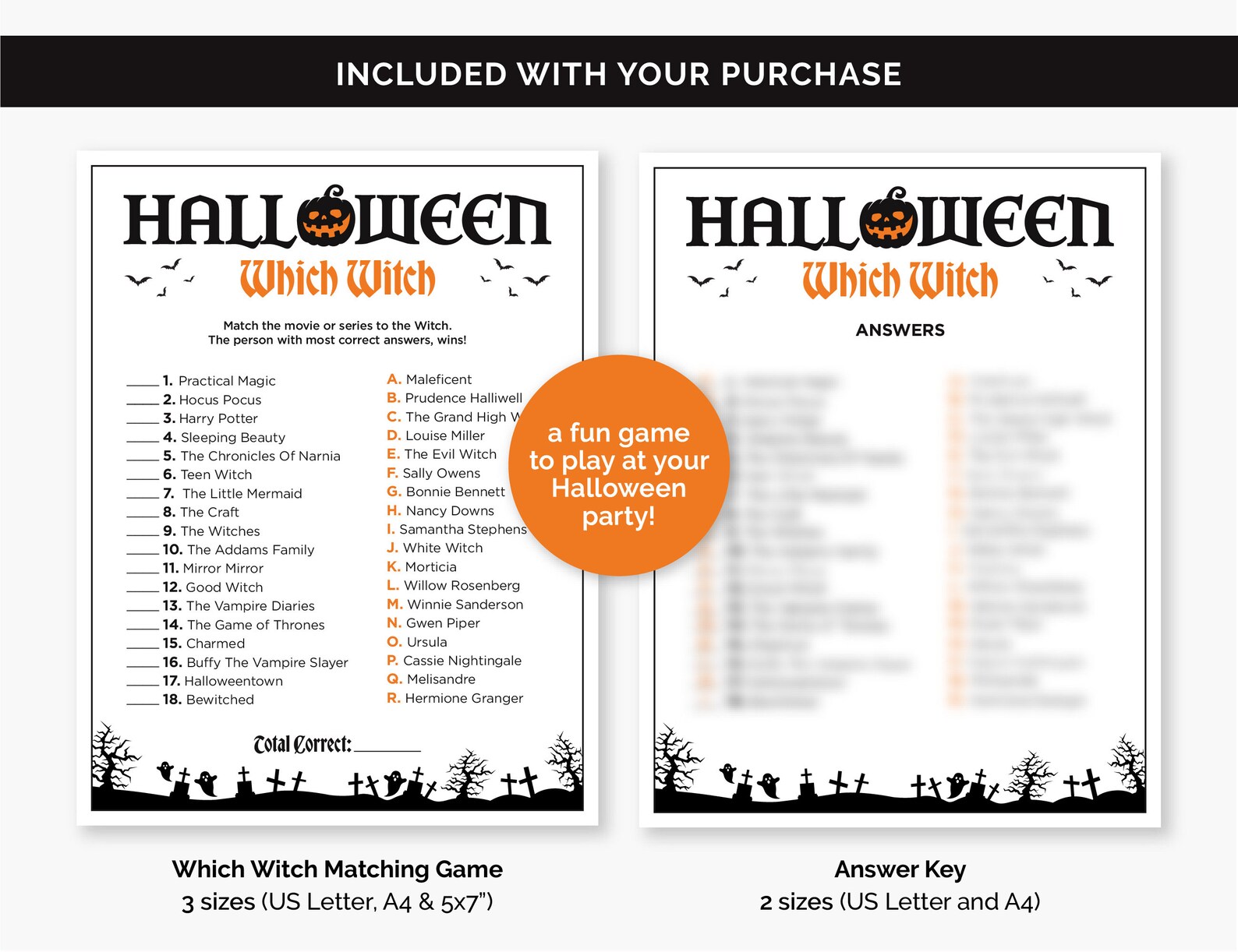 Halloween Which Witch Game, Printable Witches Trivia Game for a ...