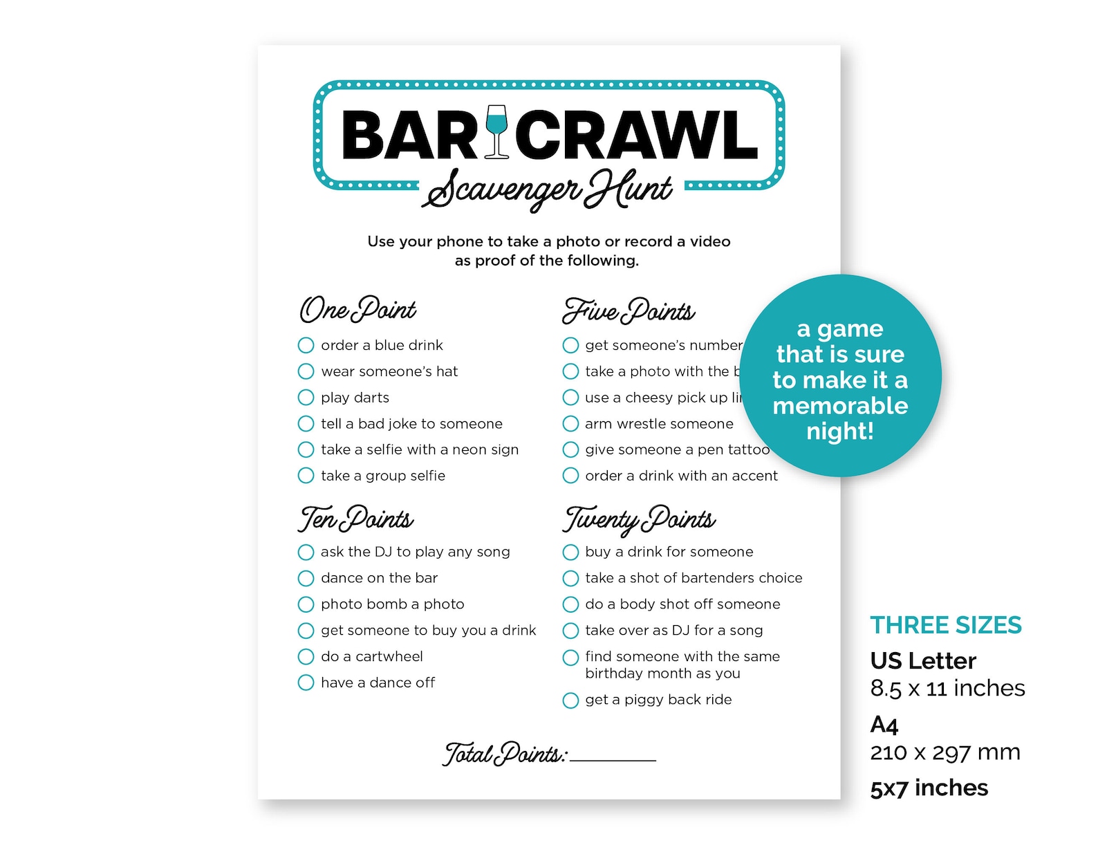 Bar Crawl Scavenger Hunt, Printable Bar Scavenger Hunt for Adults, Bar ...