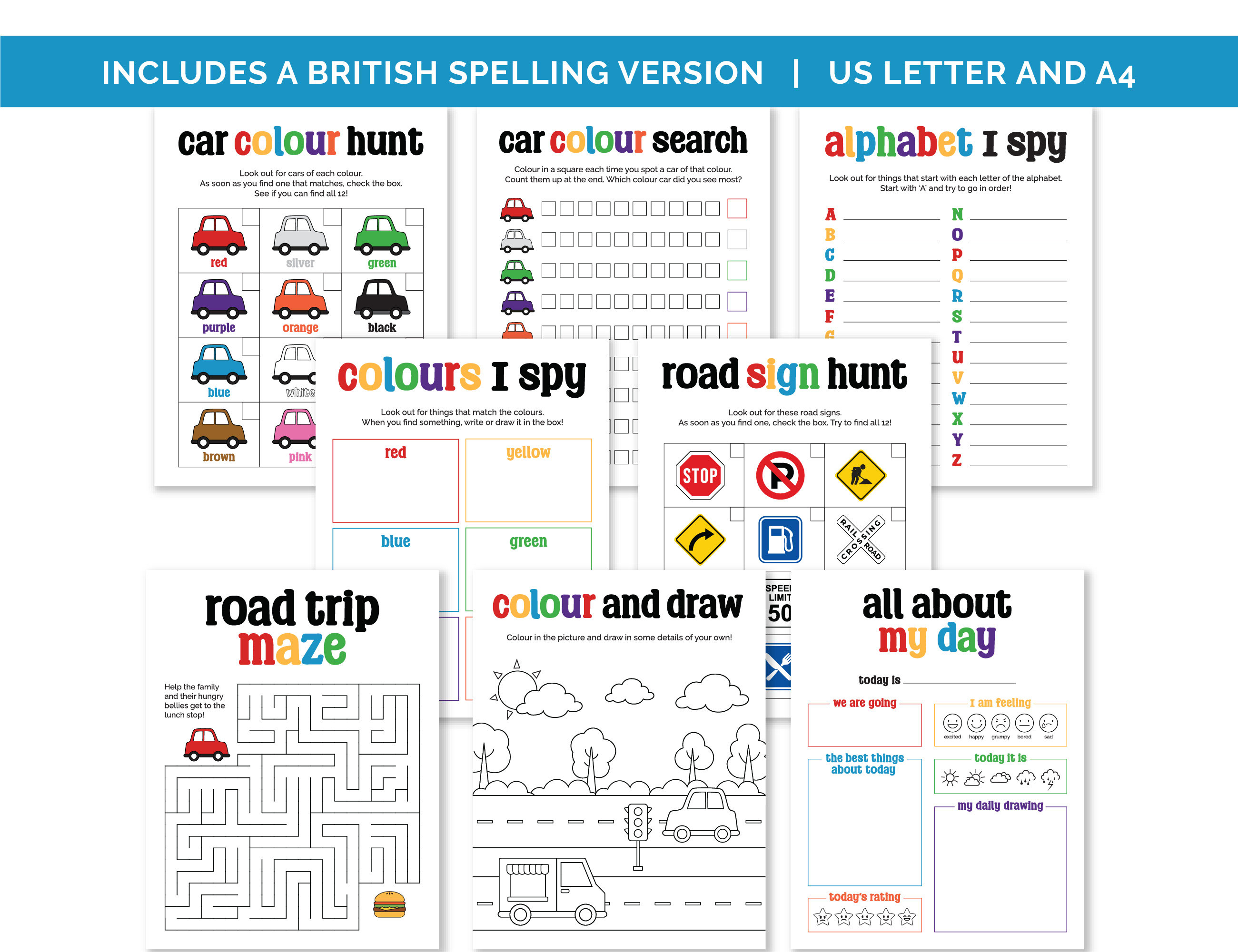 Road Trip Games for Kids, Printable Car Ride Activities, Road Trip ...