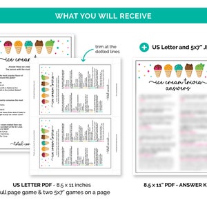 Ice Cream Trivia Game, Printable Quiz With Answers for an Ice Cream ...