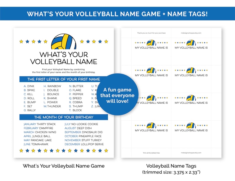 Volleyball Games, Printable Games Bundle for a Volleyball Team Party ...