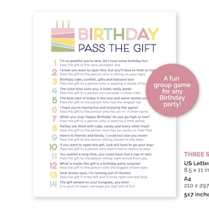 Birthday Pass the Gift Game, Printable Pass the Present Birthday Party ...