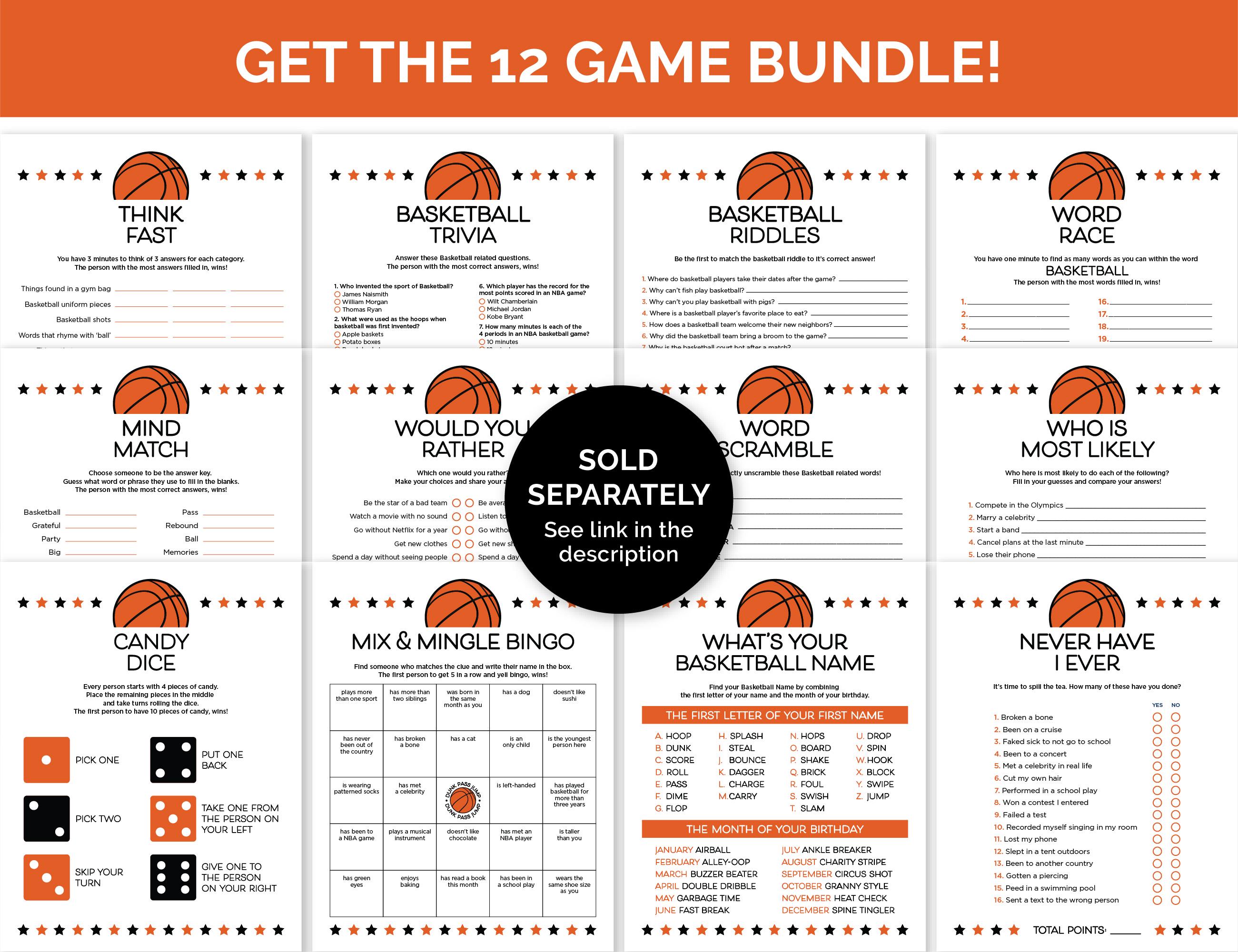 Basketball Trivia Game, Printable Quiz With Answers for a Basketball ...