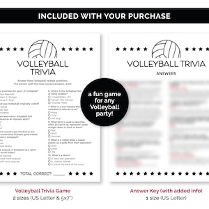 Volleyball Trivia Game, Printable Quiz With Answers for a Volleyball ...