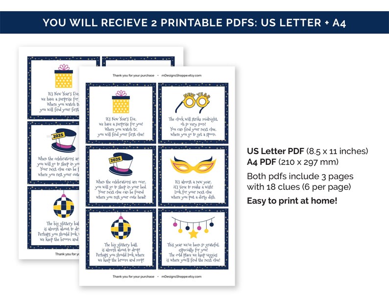 2025 New Year's Eve Scavenger Hunt for Kids, Printable Indoor Treasure ...