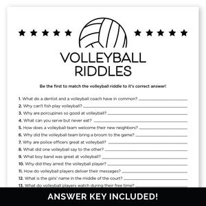 Volleyball Riddles, Printable Riddle Me This Game for a Volleyball Team ...