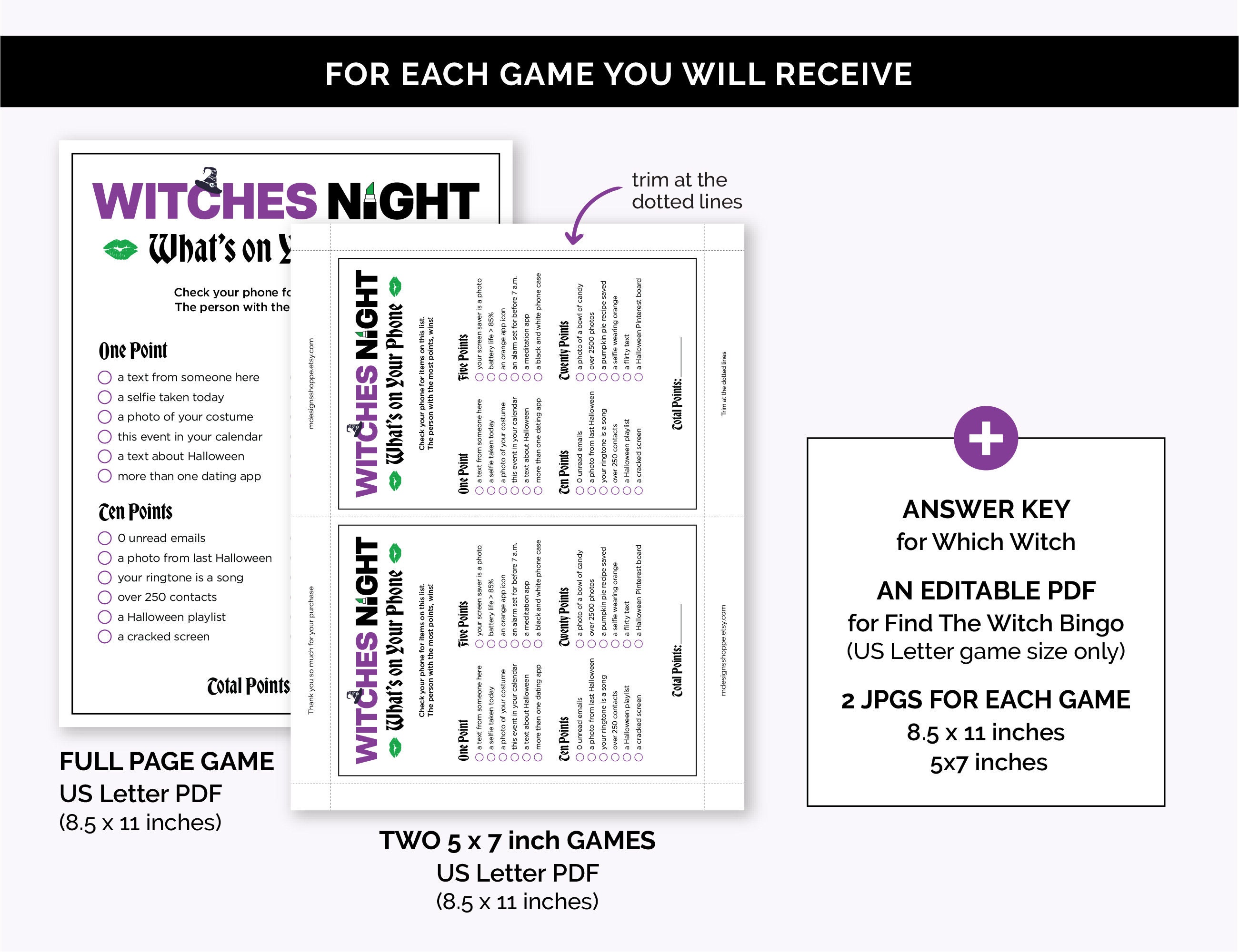 Witches Night Out Games, Printable Games Bundle for a Halloween Girls ...