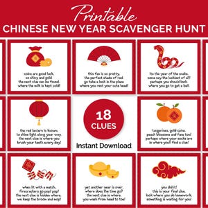 Chinese New Year Scavenger Hunt for Kids, Printable 2025 Lunar New Year ...