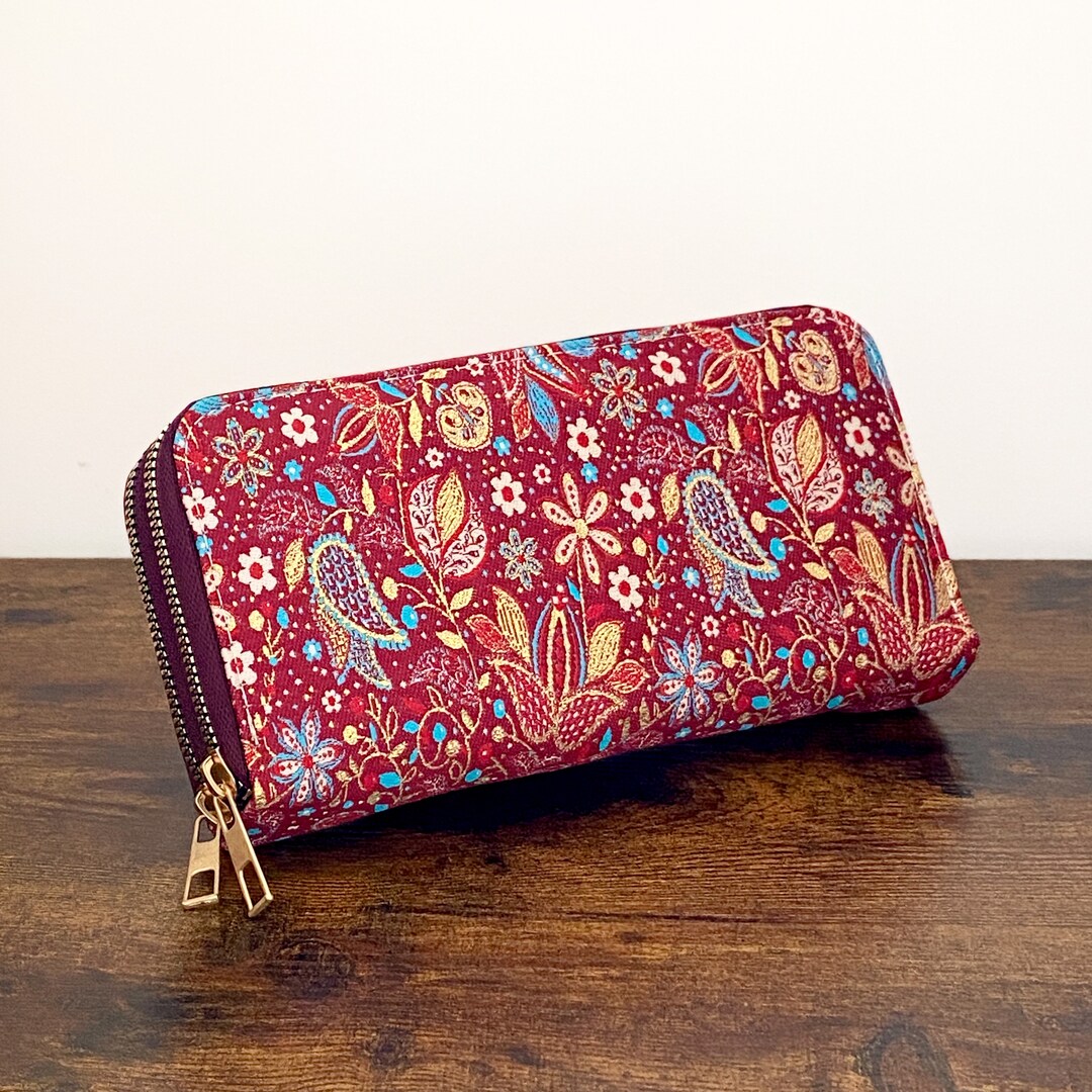Floral Purse for Women Ladies Vegan Leather Wallet With Zipper and ...