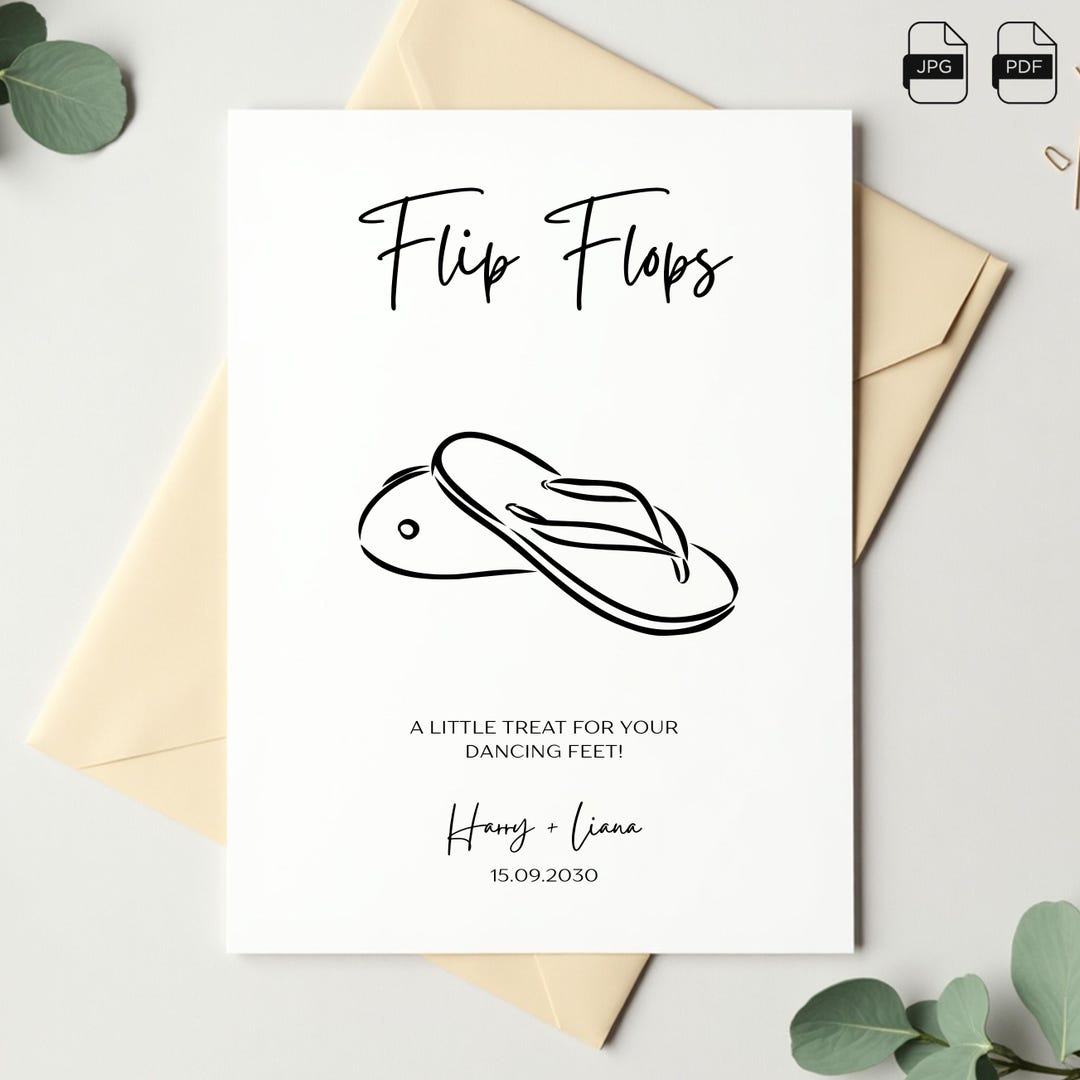 Wedding Flip Flop Sign Printable | Dancing Shoes Sign | Minimalist ...