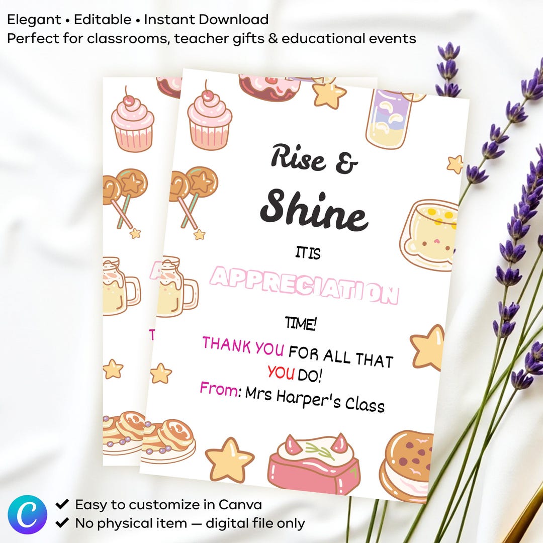 EDITABLE Rise & Shine Teacher Appreciation Sign, Teacher Appreciation ...