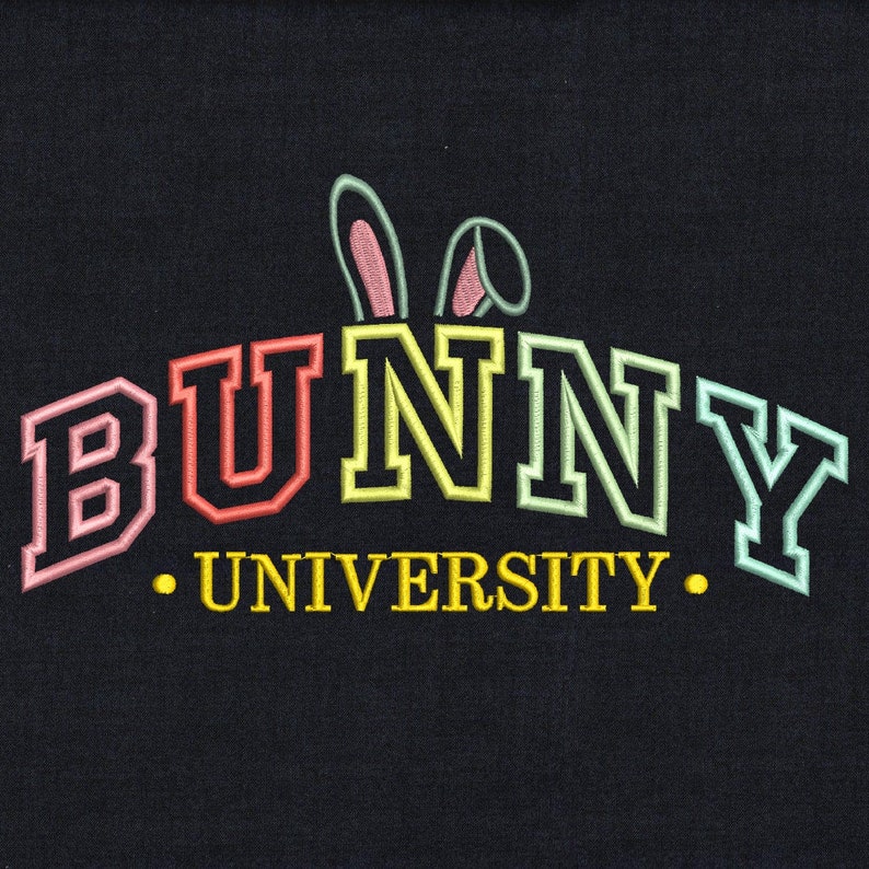 Bunny University Embroidery Designs, Easter Embroidery Design, Happy ...