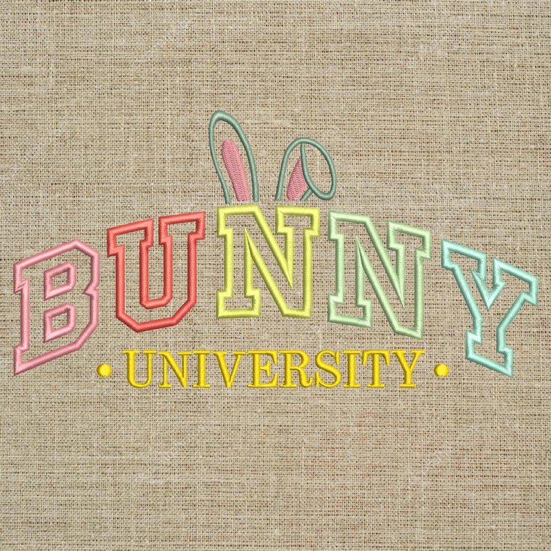 Bunny University Embroidery Designs, Easter Embroidery Design, Happy ...