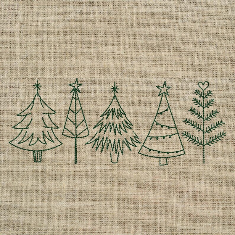 Christmas Trees Embroidery Designs Christmas Embroidery - Etsy