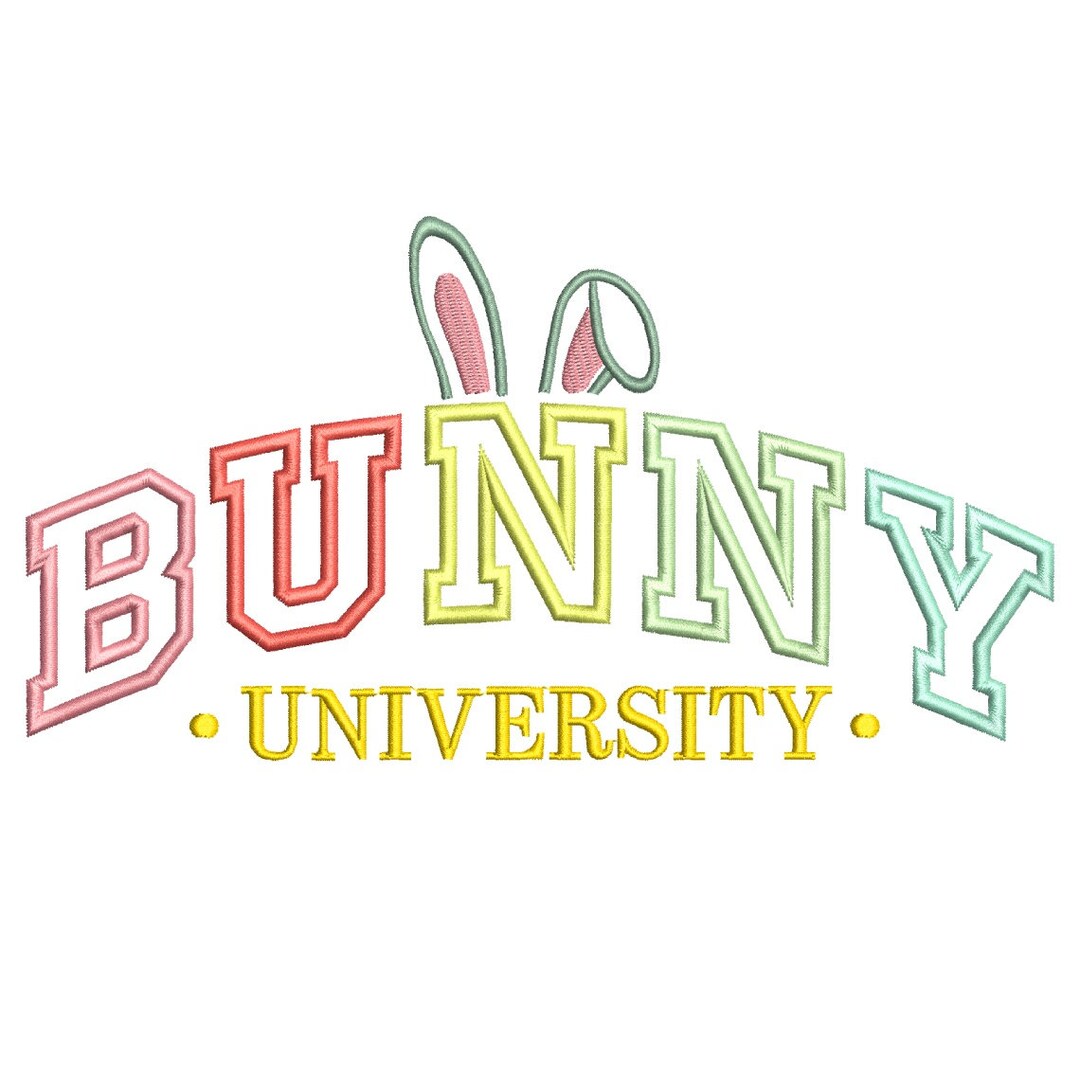 Bunny University Embroidery Designs, Easter Embroidery Design, Happy ...
