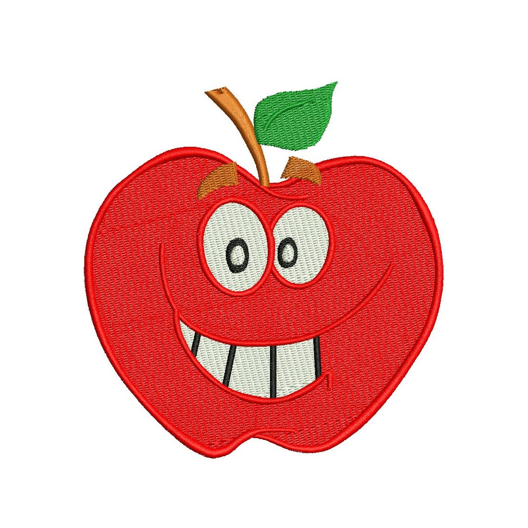 Apple Embroidery Design. Apple Cartoon Embroidery. Fruit Embroidery ...