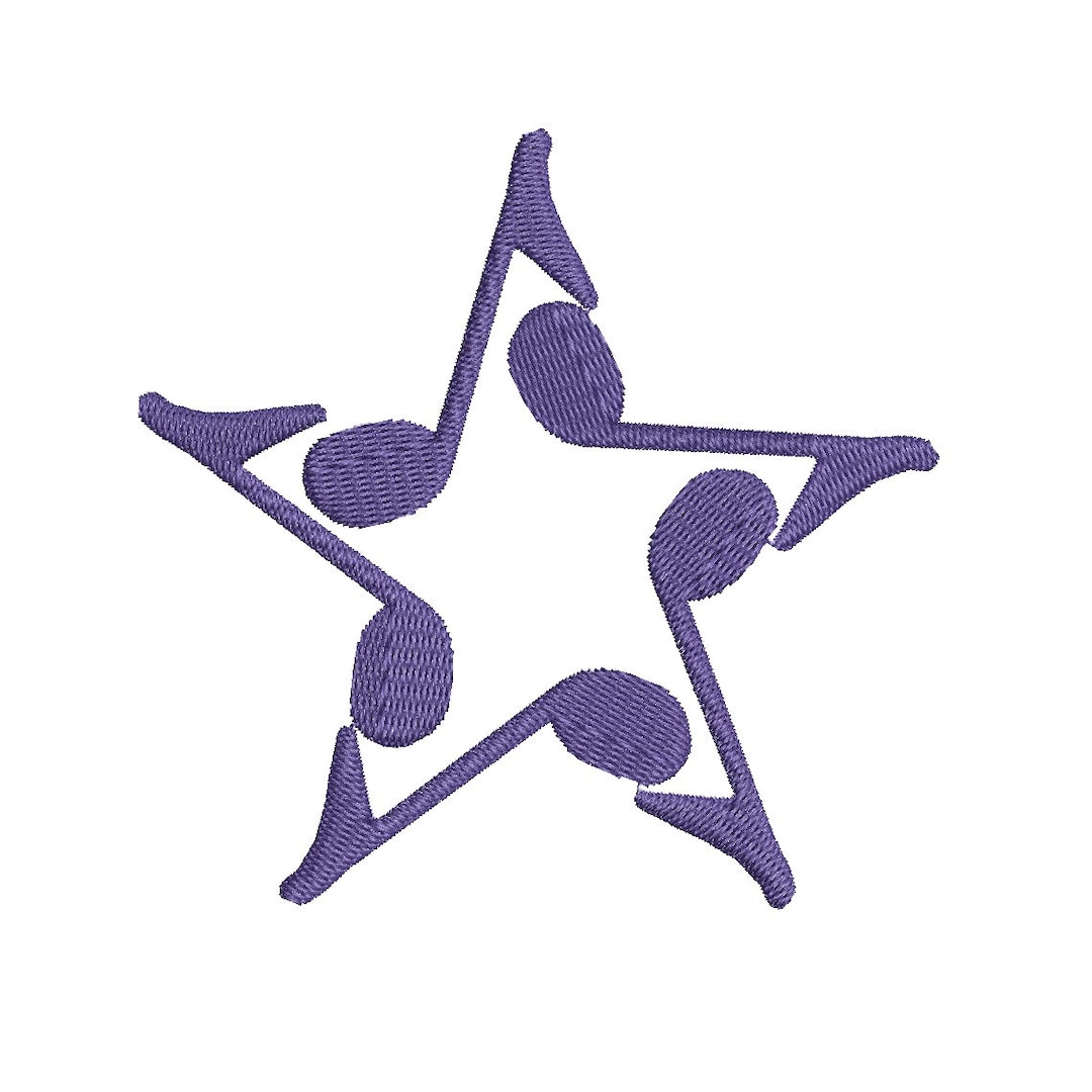 Music Notes Star Embroidery Design. 7 Sizes. Instant Download - Etsy