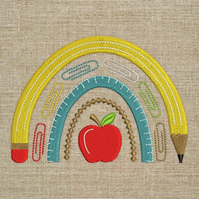 Teacher Embroidery Design, Rainbow Back to School Embroidery Design. - Etsy