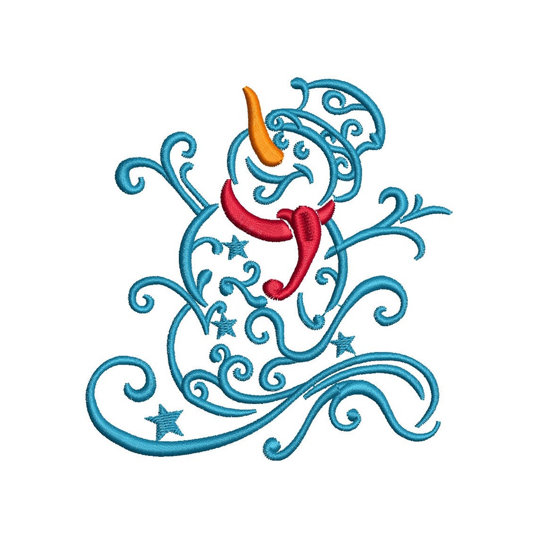 Swirly Snowman Embroidery Designs, Christmas Embroidery Design, Holiday ...
