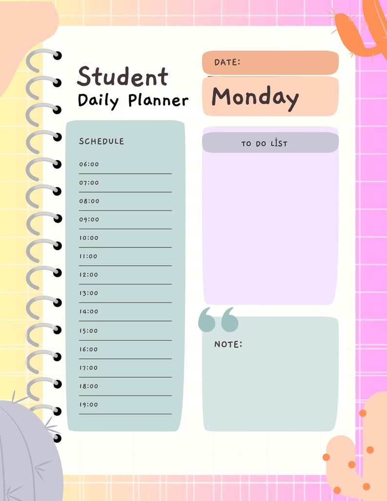 Rainbow Weekly Student Digital &printable Planner ,download Pdf,student ...