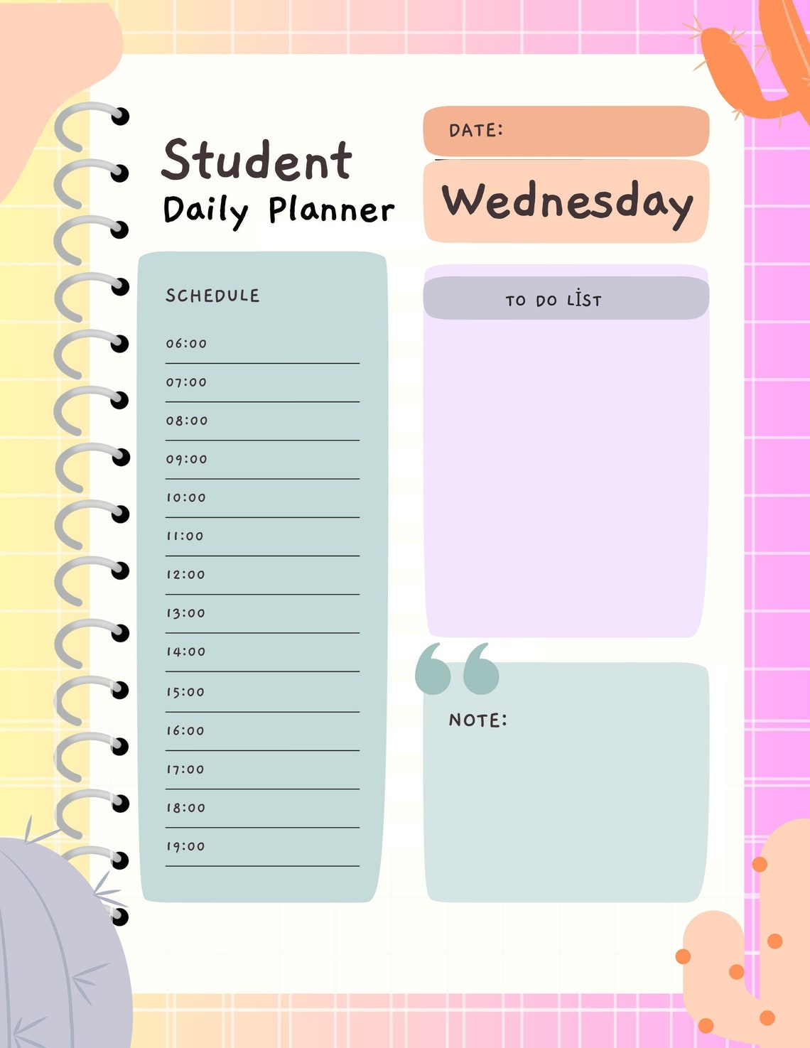 Rainbow Weekly Student Digital &printable Planner ,download Pdf,student ...