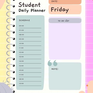 Rainbow Weekly Student Digital &printable Planner ,download Pdf,student ...