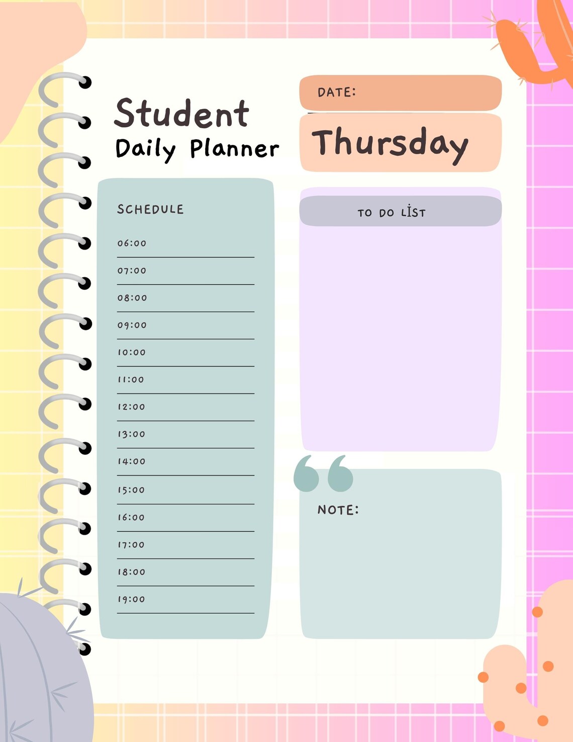 Rainbow Weekly Student Digital &printable Planner ,download Pdf,student ...