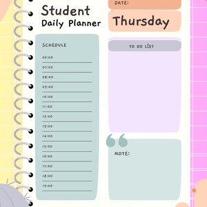 Rainbow Weekly Student Digital &printable Planner ,download Pdf,student ...