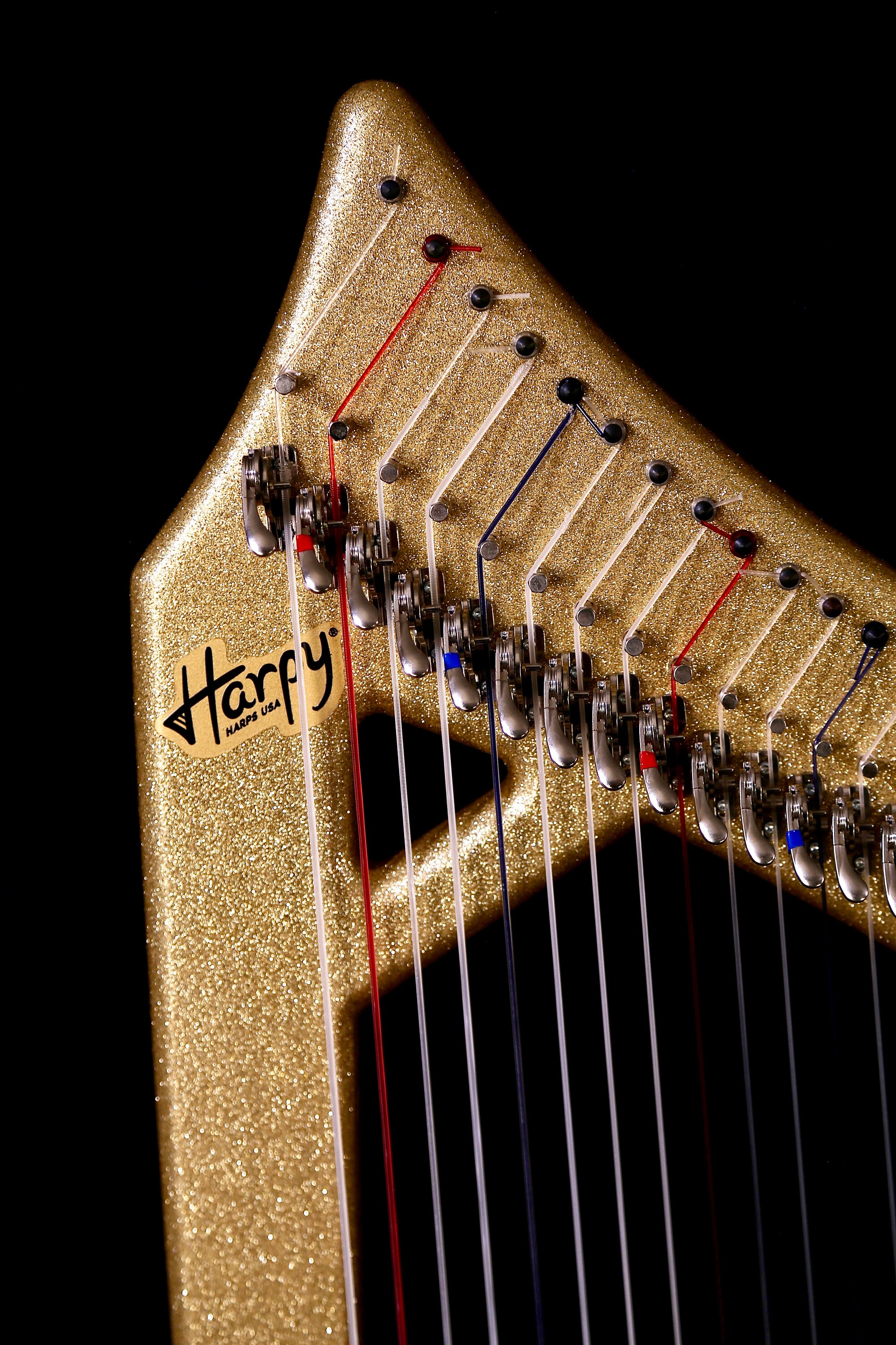 33 String Athena Harpy With Levers - Electric-acoustic Harp - Gold - Etsy
