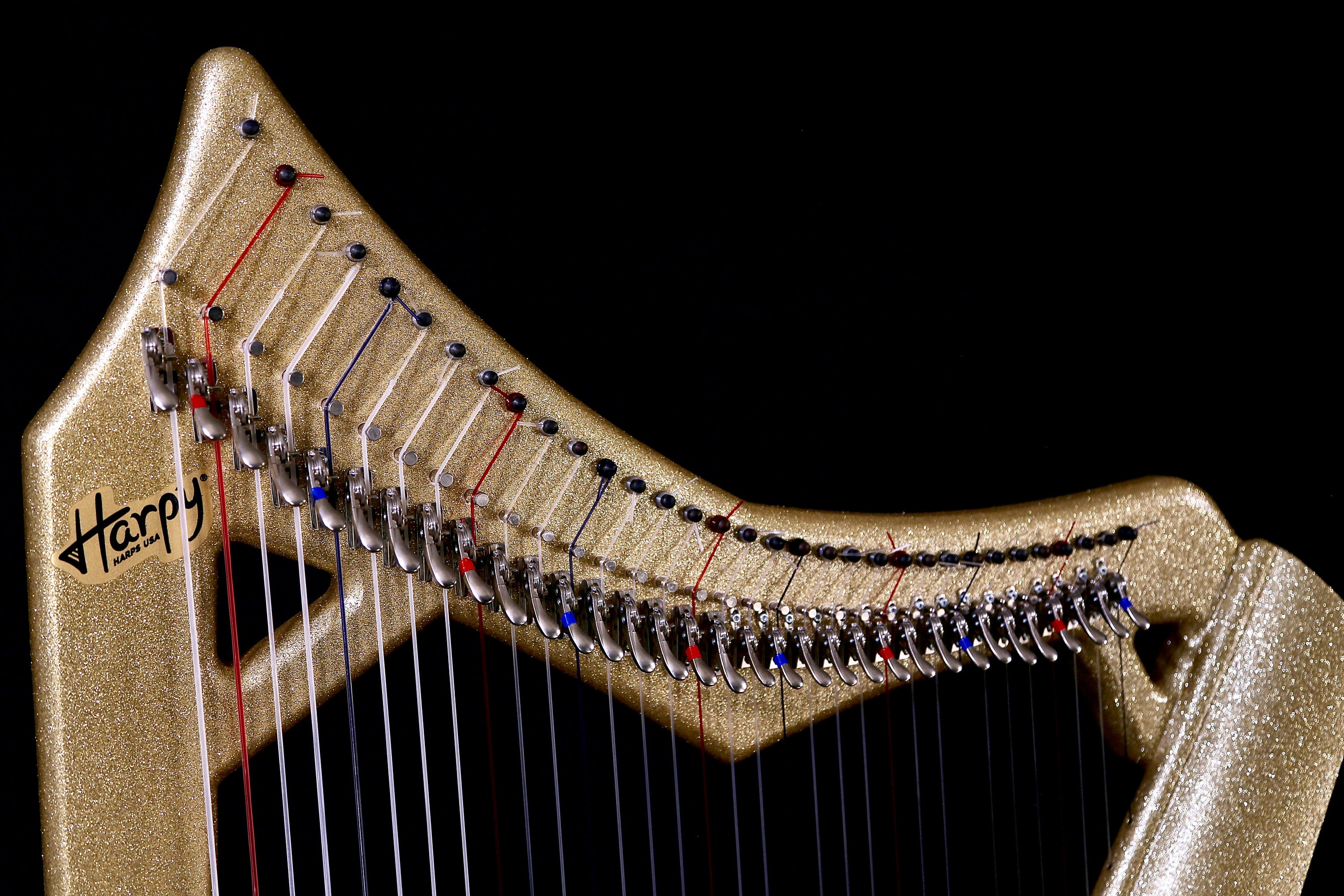 33 String Athena Harpy With Levers - Electric-acoustic Harp - Gold - Etsy