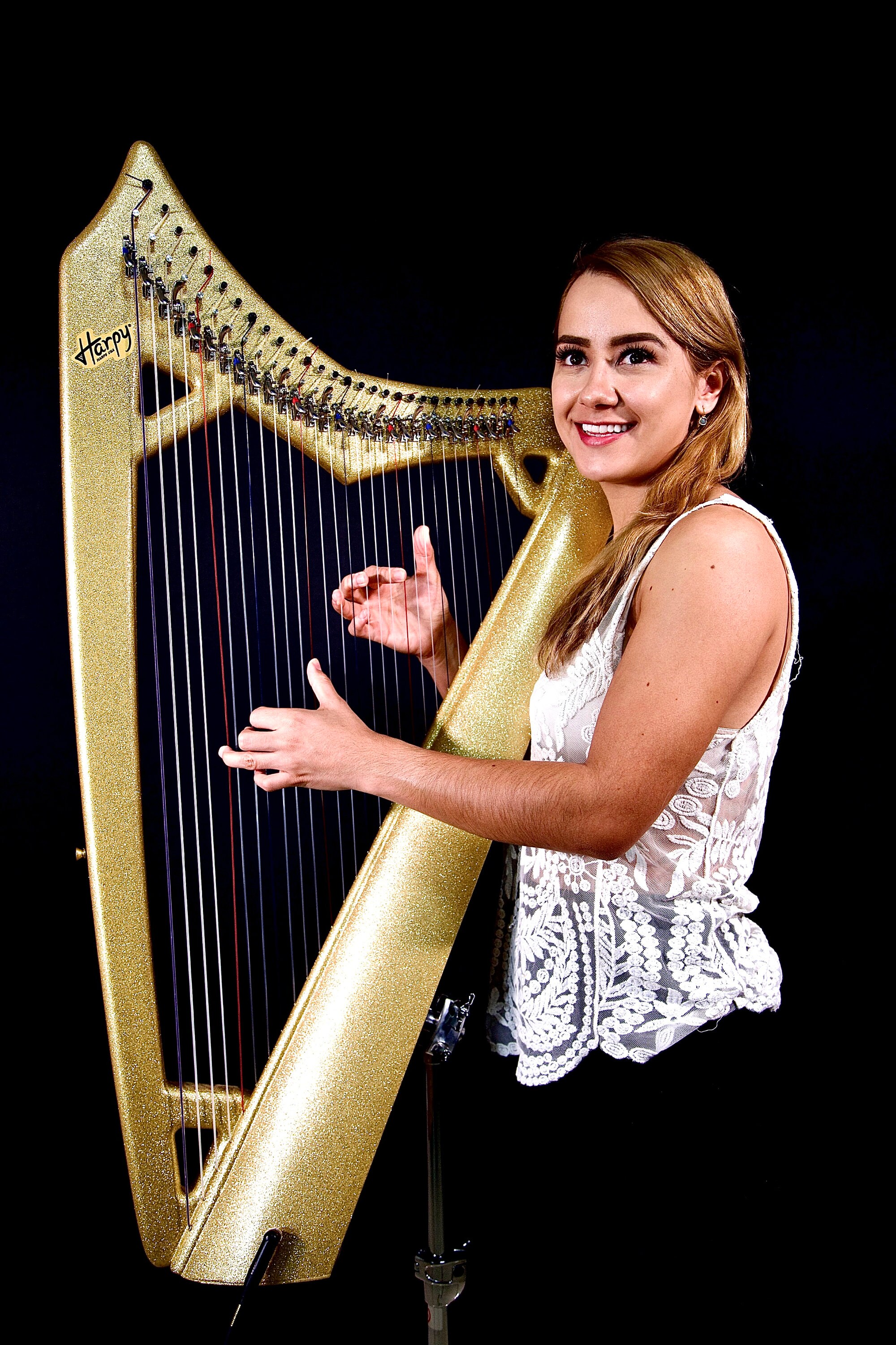 29 String Artemis Harpy With Levers - Electric-acoustic Harp - Gold - Etsy