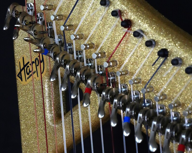 33 String Athena Harpy With Levers - Electric-acoustic Harp - Gold - Etsy